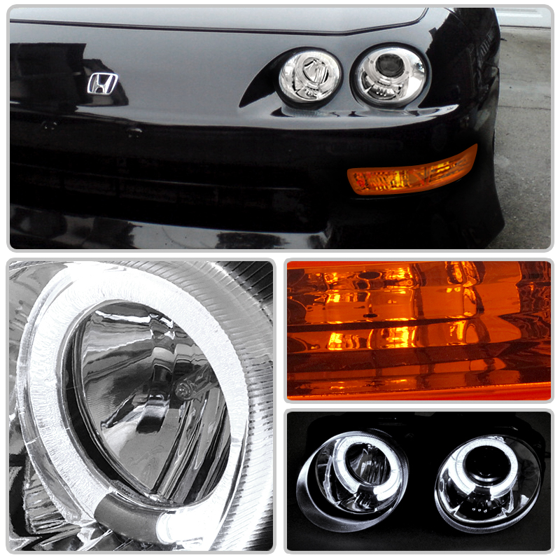 98-01 Acura Integra Halo Projector Headlights / Bumper Lights Combo - Chrom