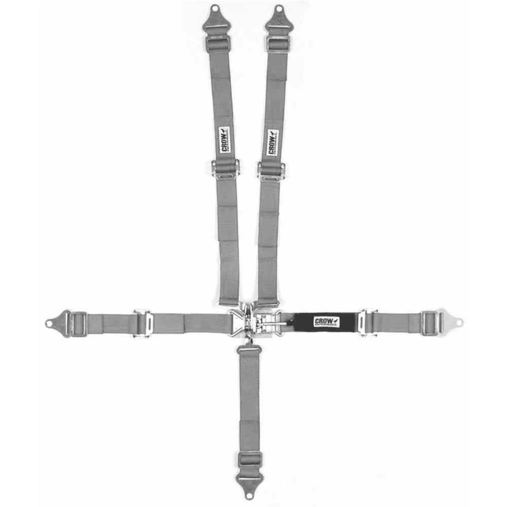 Crow Junior Dragster 5 Point Latch & Link Racing Seat Belts Gray SFI 16.2