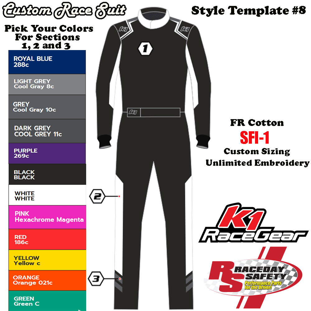 K1 RaceGear Custom Race Suit Template #8 SFI-1