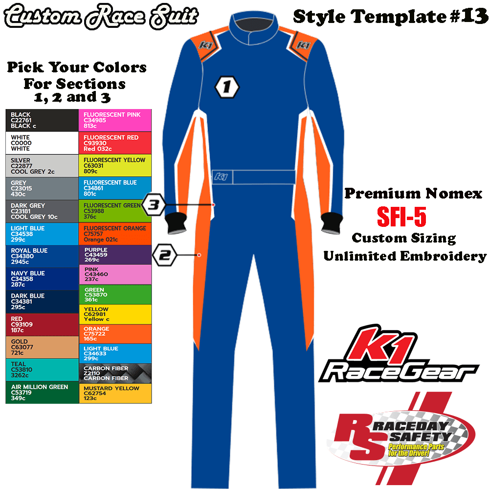 K1 RaceGear Custom Race Suit Template #13 SFI-5