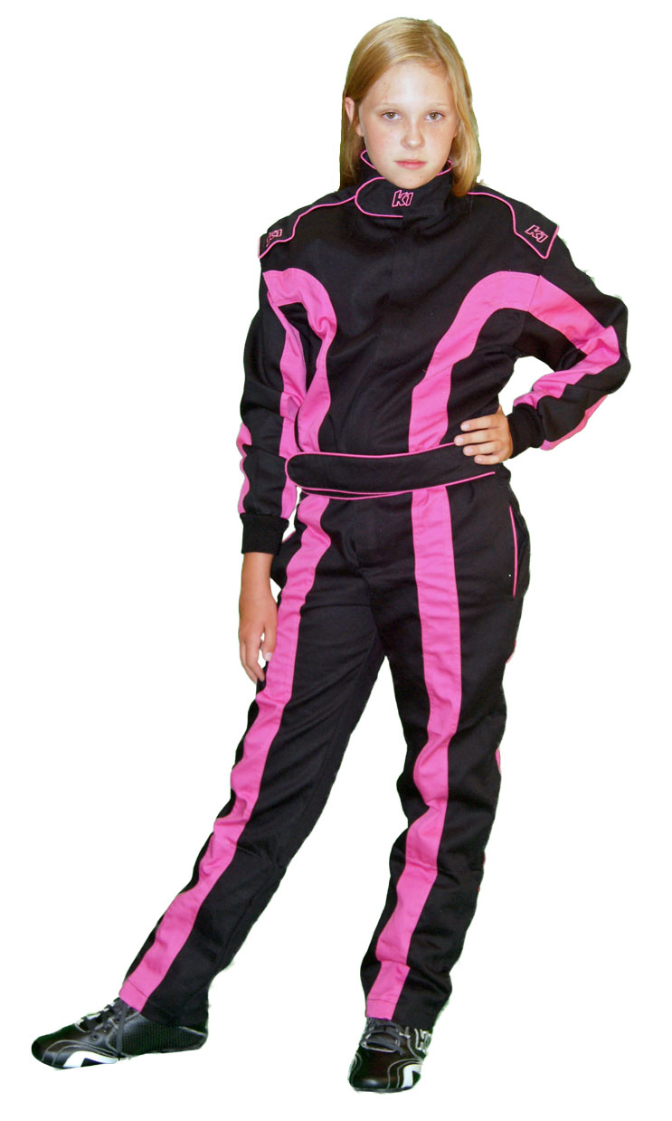 K1 RaceGear Junior Triumph Black and Pink SFI-1 Racing Suit