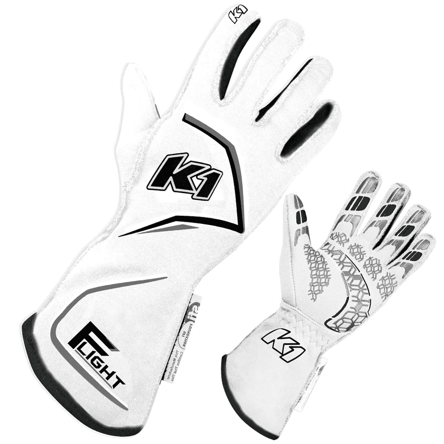 K1 Race Gear Flight SFI/FIA Racing Gloves White