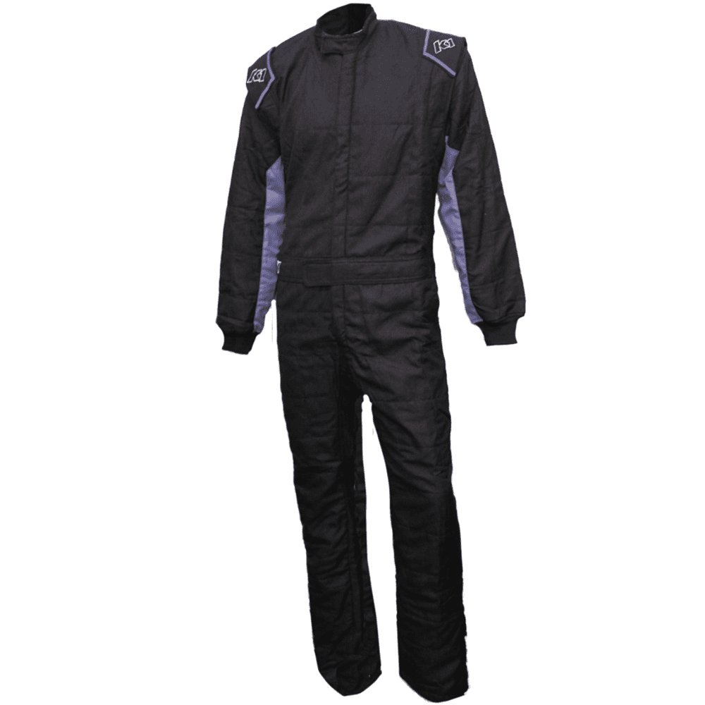 K1 RaceGear Outlaw Adult One-Piece Fire Suit Black/Gray