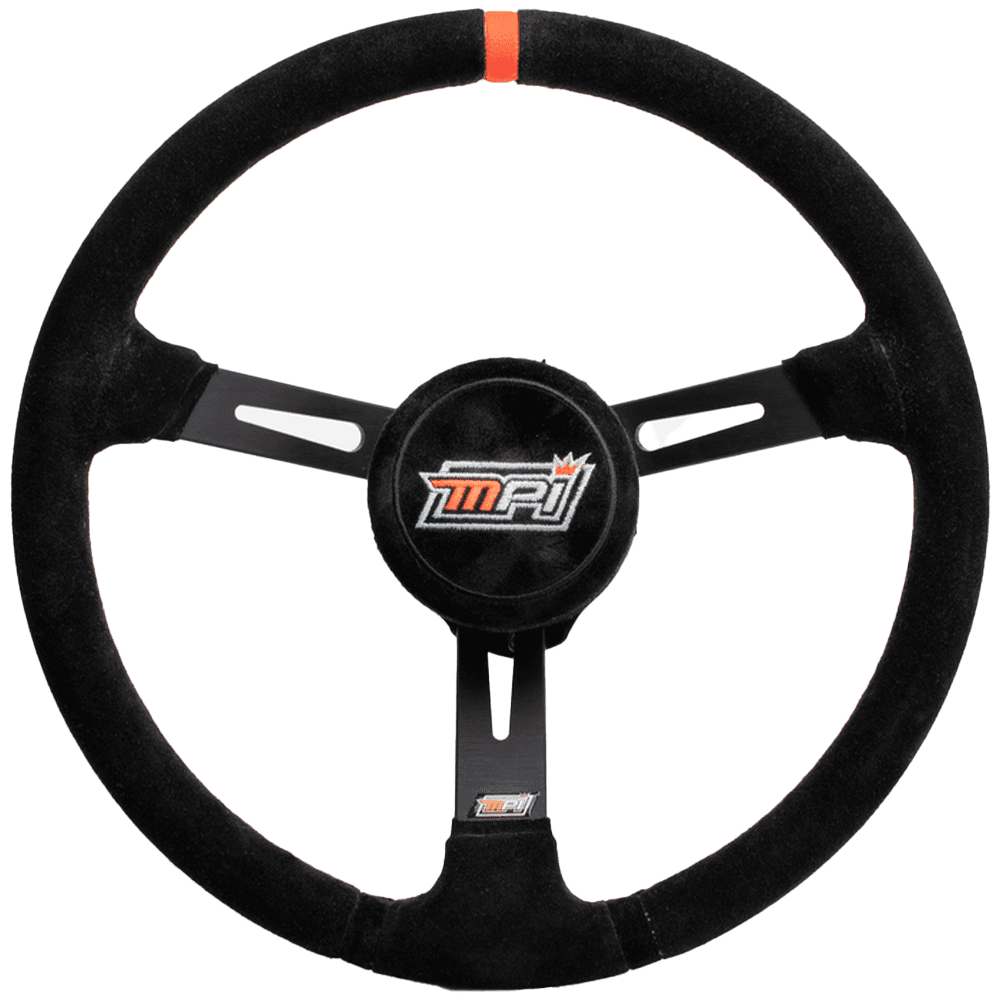 MPI Stock Car Steering Wheel w/Suede Grip and Center Pad (Aluminum)