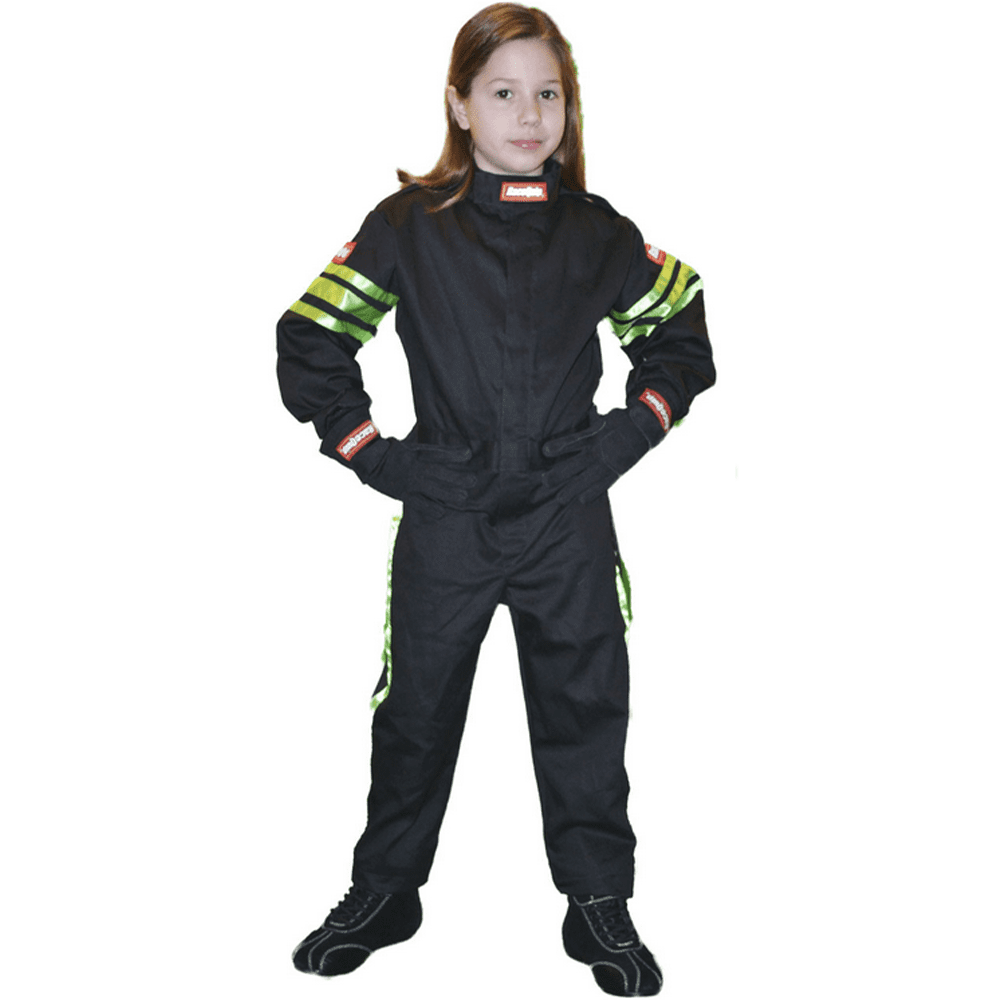 RaceQuip Pro-1 Kids SFI-1 Racing Suit Black/Green