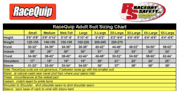 Auto Racing Size Charts-Helmets-Suits-Gloves