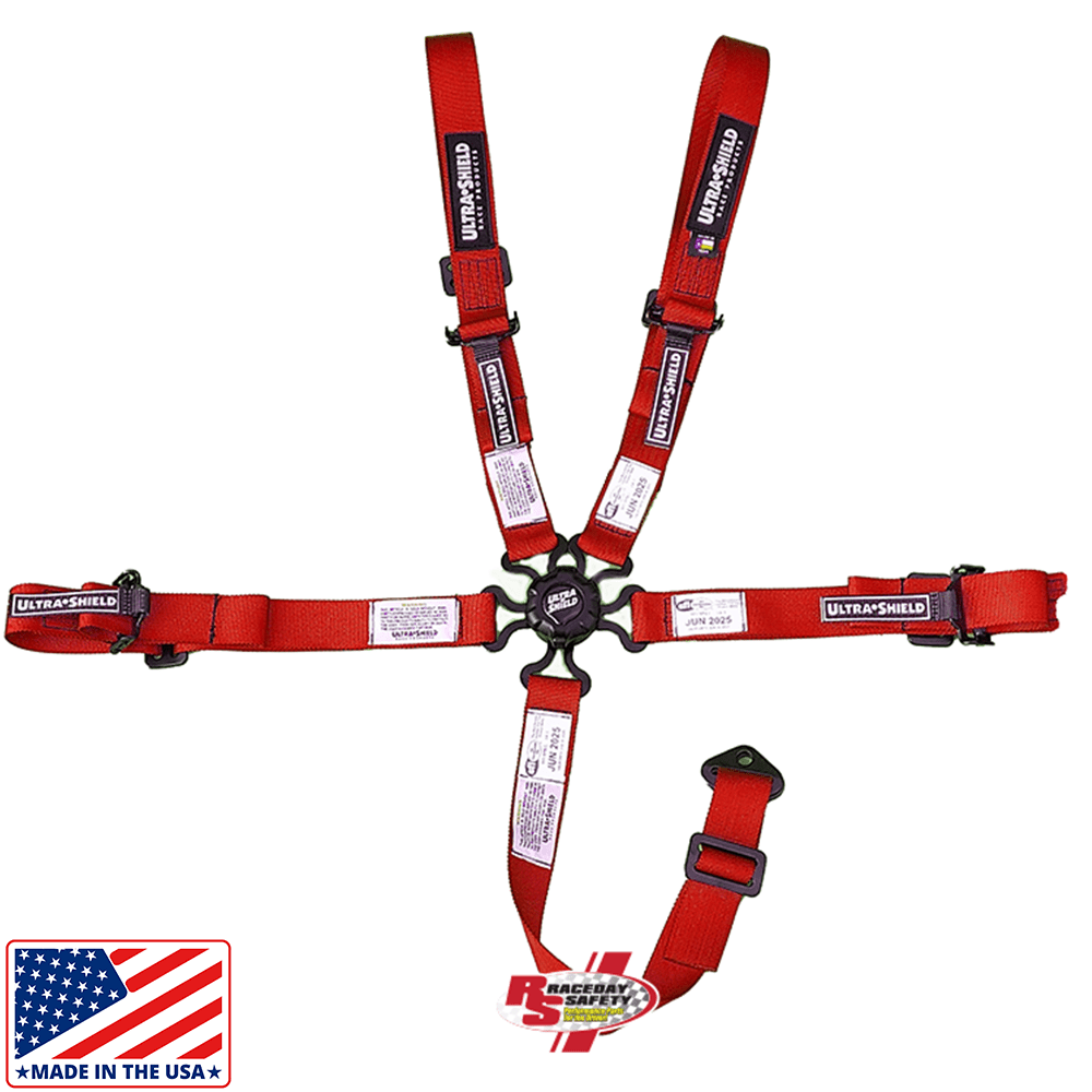 Ultra Shield Junior 5 Point Camlock Racing Seat Belts Red SFI 16.1