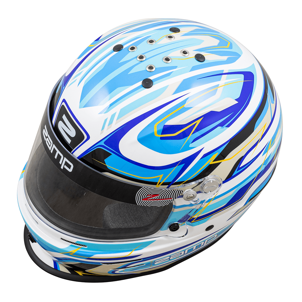 Zamp RZ-42Y Snell CMR2016 Youth Race Helmet White/Blue/Light Blue