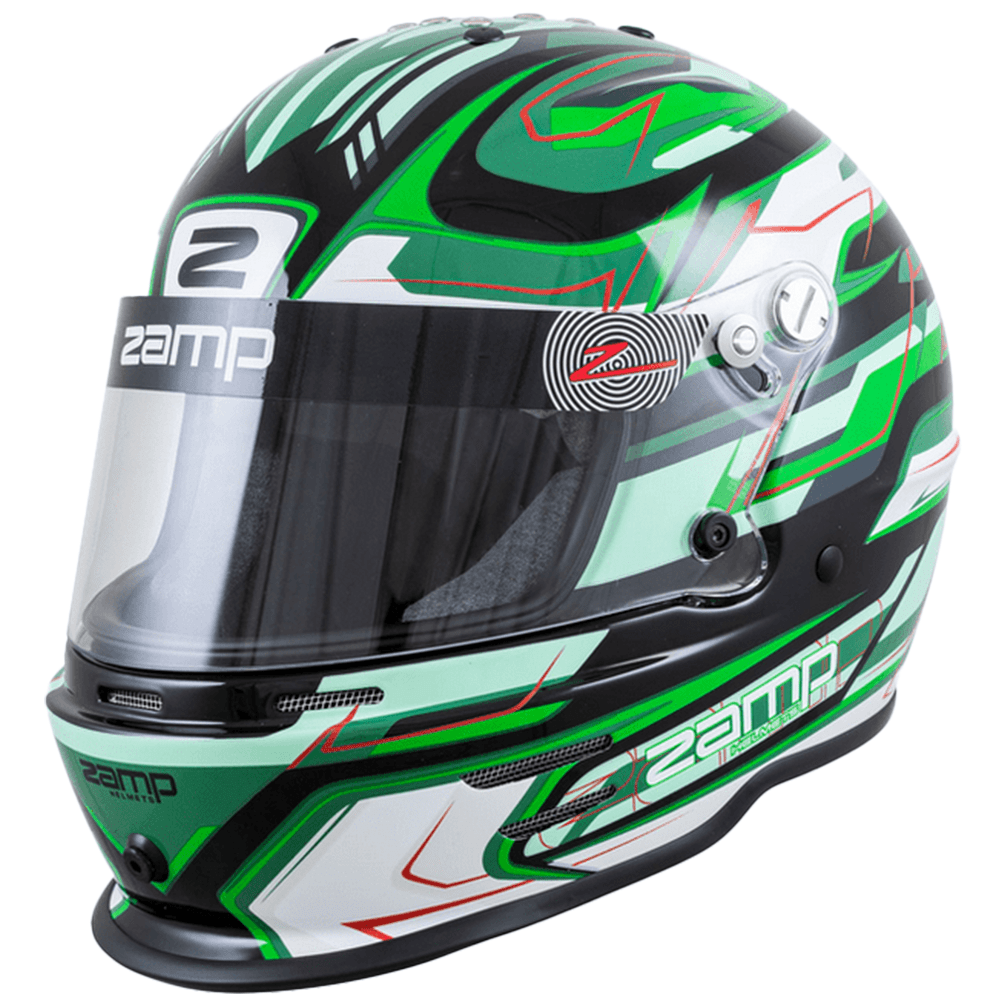 Zamp RZ-42Y Snell CMR2016 Youth Race Helmet Black/Green/Light Green
