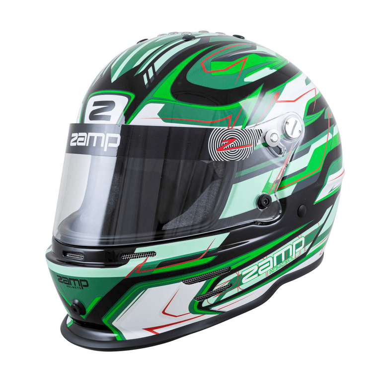 Zamp RZ-42Y Snell CMR2016 Youth Race Helmet Black/Green/Light Green