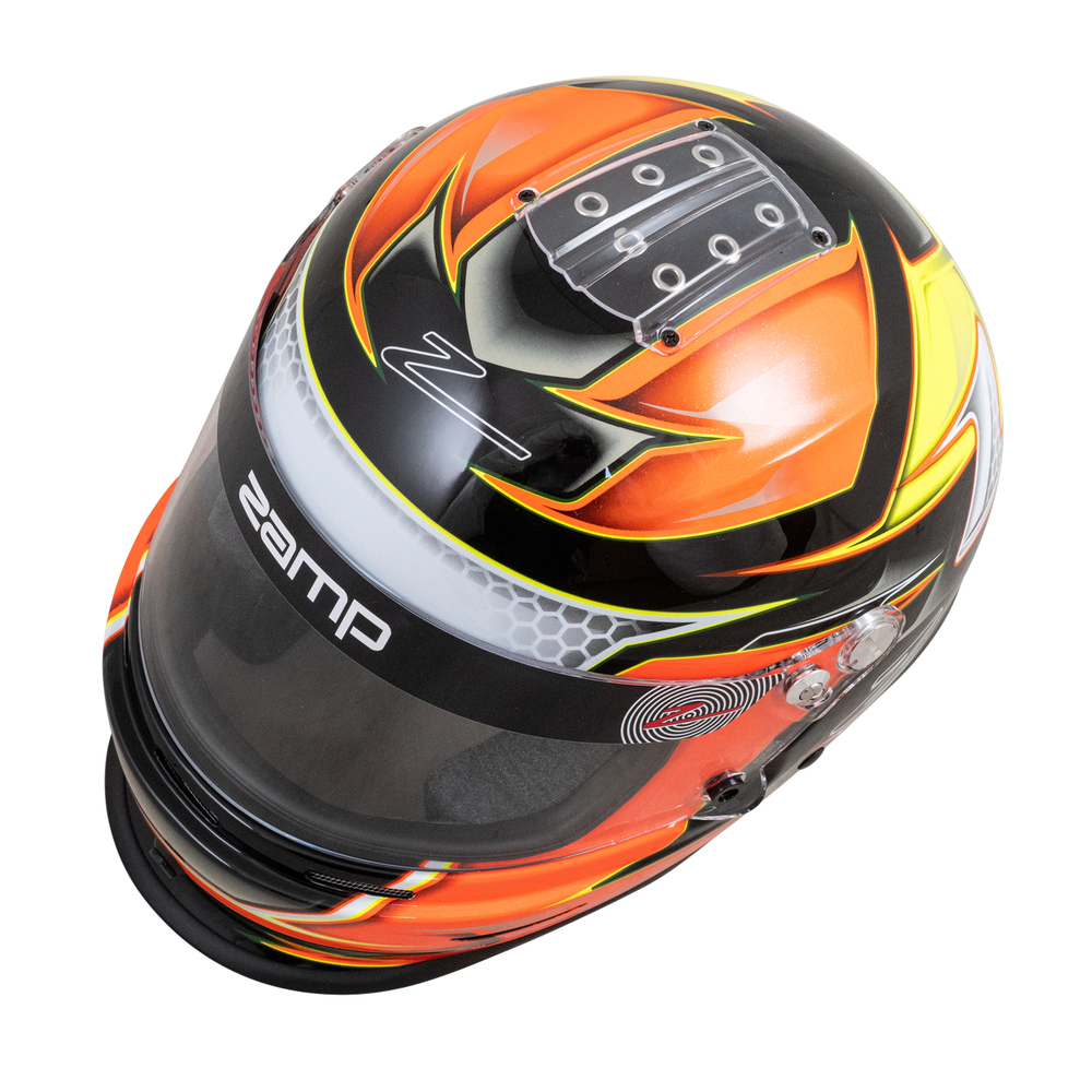 Zamp RZ-42Y Snell CMR2016 Youth Race Helmet Orange/Yellow Graphic