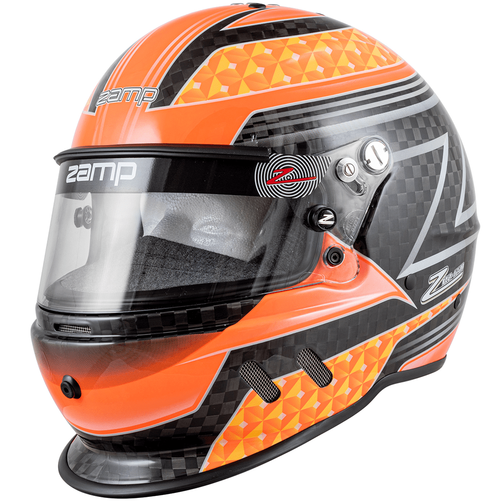 Zamp RZ-65D Carbon Flo Orange Graphic Racing Helmet SA2020