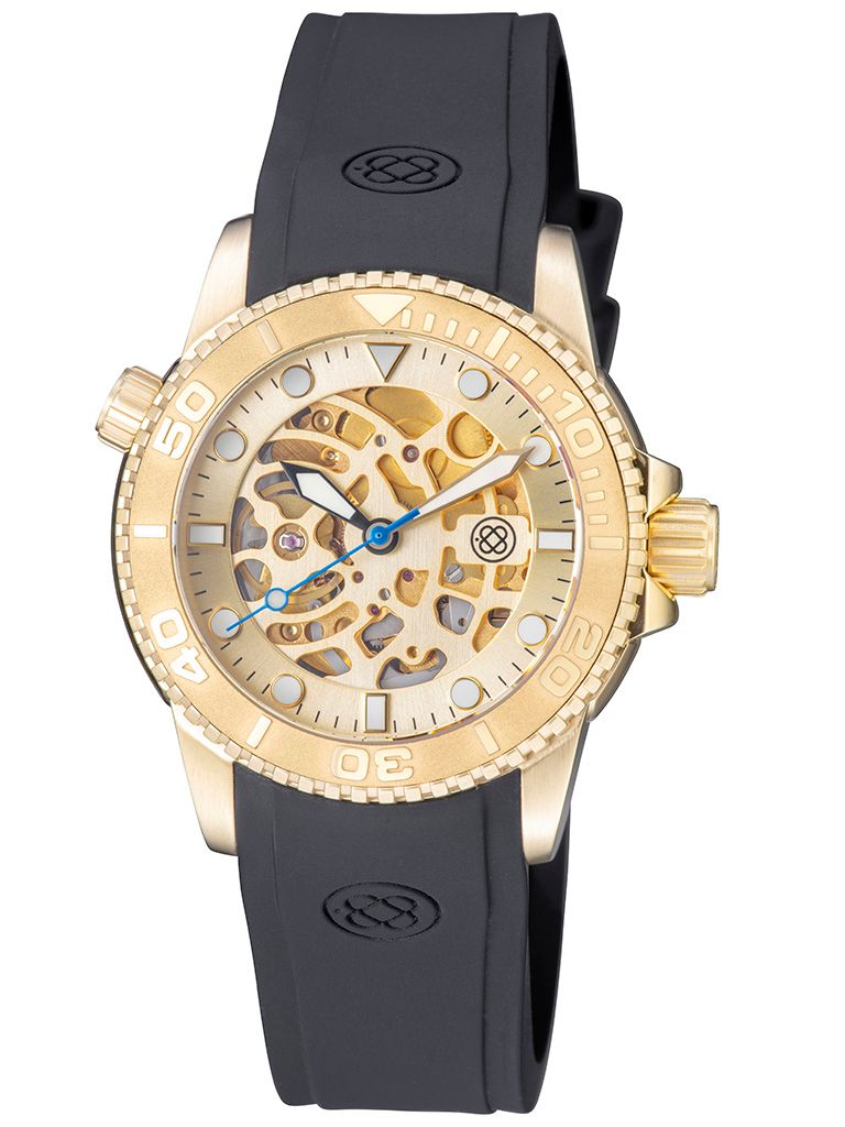 40MM AUTOMATIC SKELETON DIVER GOLD BEZEL - GOLD SKELETON DIAL - GOLD ...