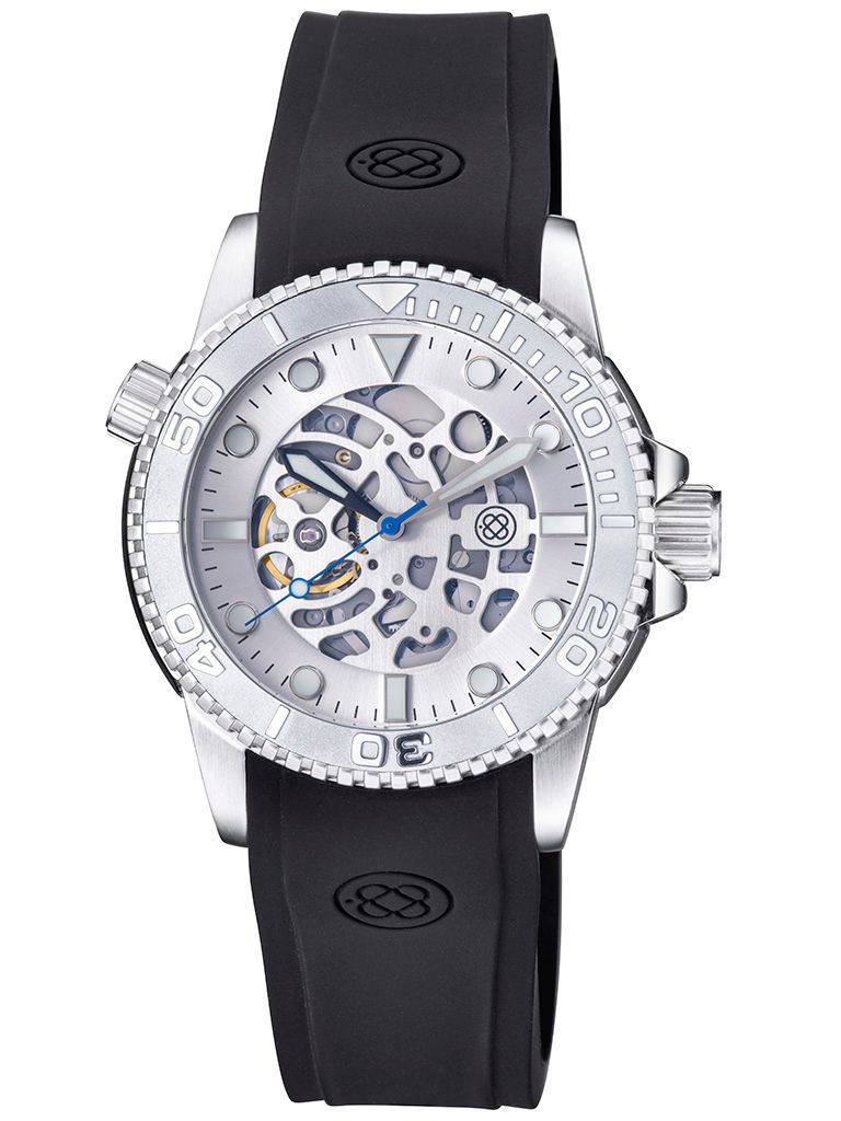 44MM AUTOMATIC SKELETON DIVER SILVER BEZEL - SILVER SKELETON DIAL ...