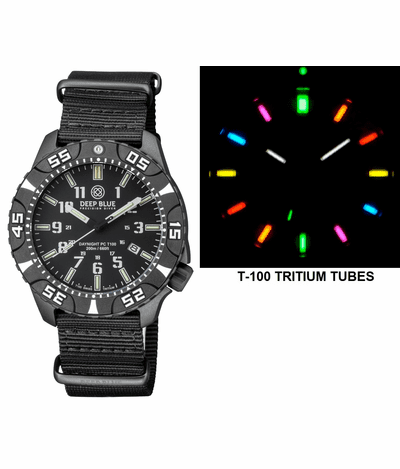 DAYNIGHT DIVER PC TRITIUM AUTOMATIC WATCH- BLACK/WHITE BEZEL - BLACK ...