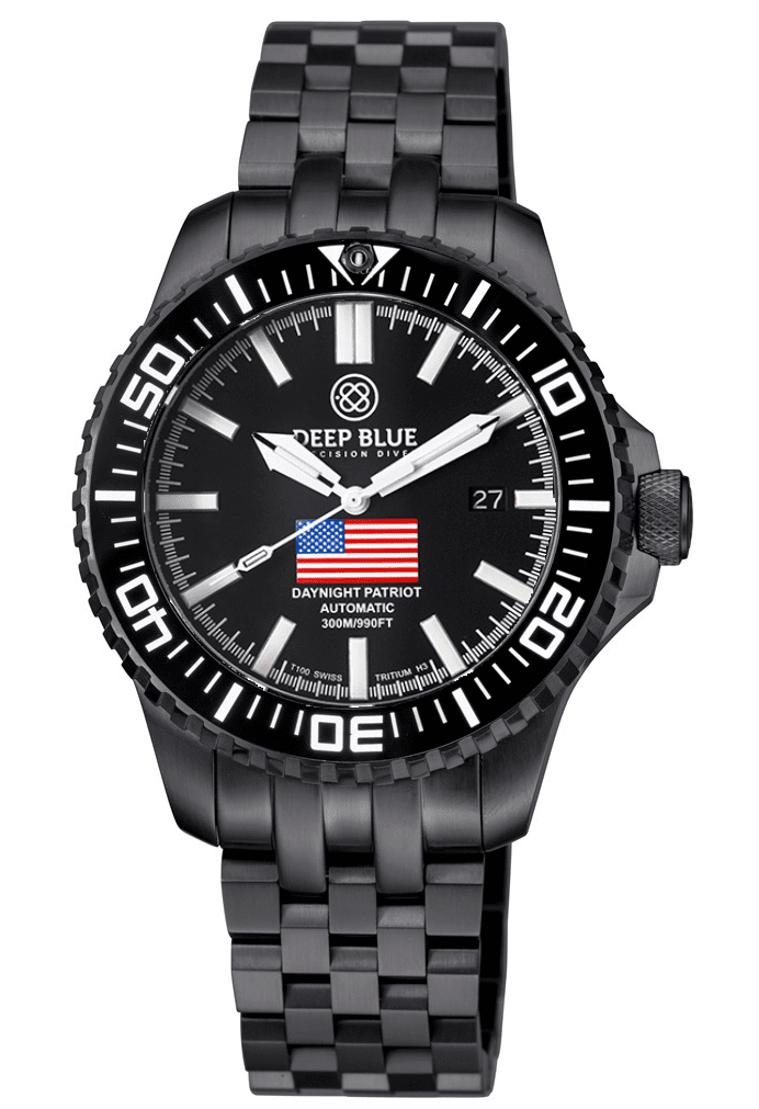 DAYNIGHT PATRIOT USA BLACK PVD CASE BLACK CERAMIC BEZEL - BLACK DIAL ...