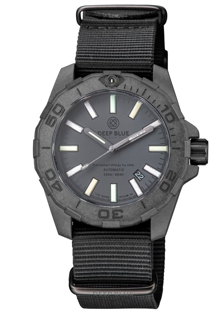 DAYNIGHT STEALTH OPS CARBON CASE GREY DIAL GREEN/ORANGE TRITIUM TUBES ...