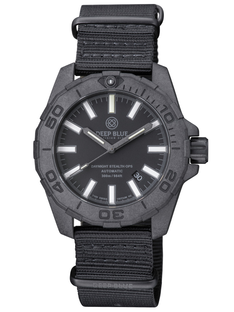 DAYNIGHT STEALTH OPS CARBON CASE BLACK DIAL GREEN/ORANGE FLAT TRITIUM ...