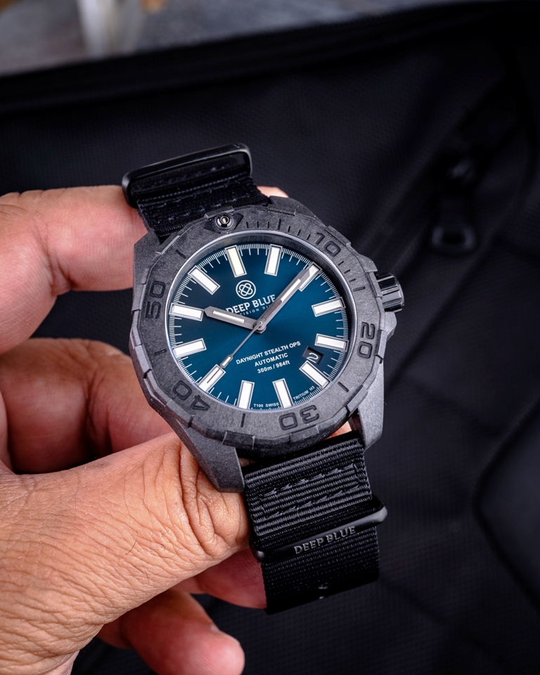 DAYNIGHT STEALTH OPS CARBON CASE DARK BLUE DIAL – BLUE /YELLOW FLAT ...