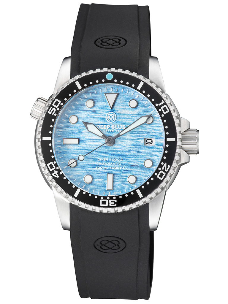 DIVER 1000 II 40MM AUTOMATIC DIVER BLACK CERAMIC BEZEL OCEAN AQUA BLUE ...