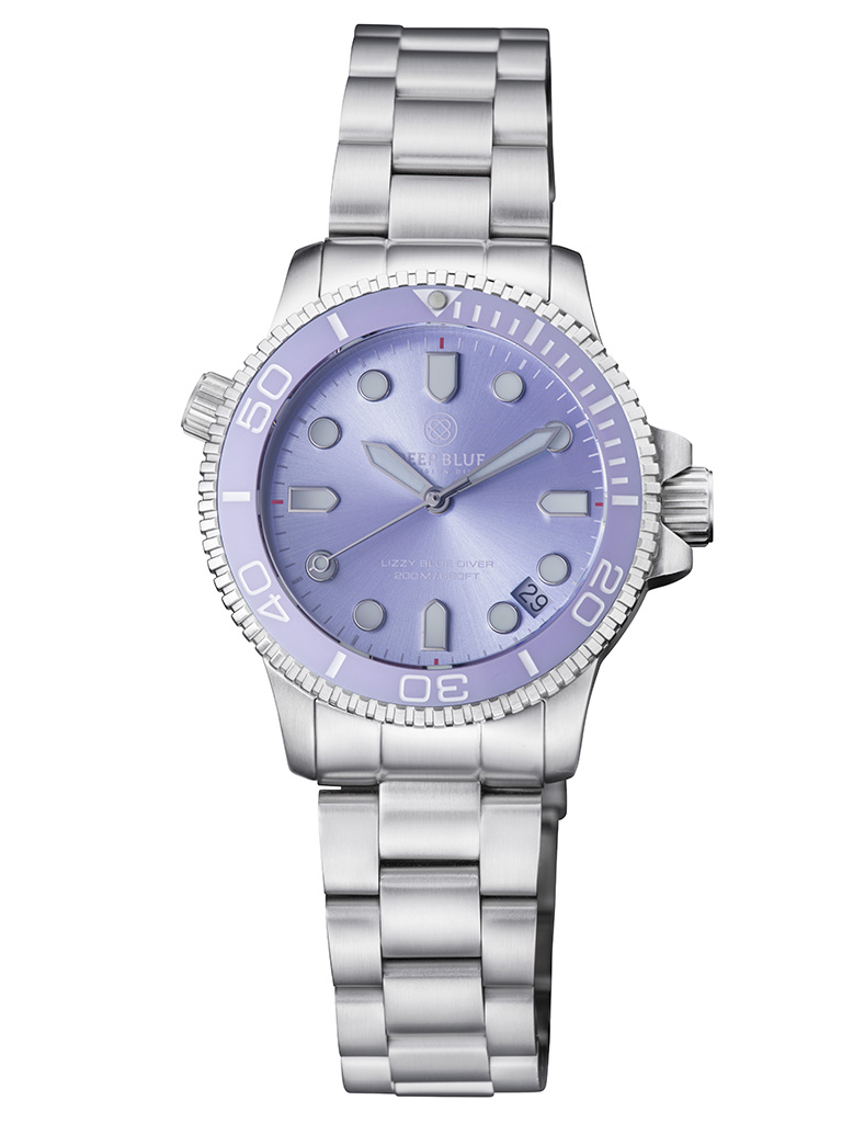 LADIES DIVER “LIZZY BLUE” – LAVENDER CERAMIC BEZEL - LAVENDER SUNRAY ...