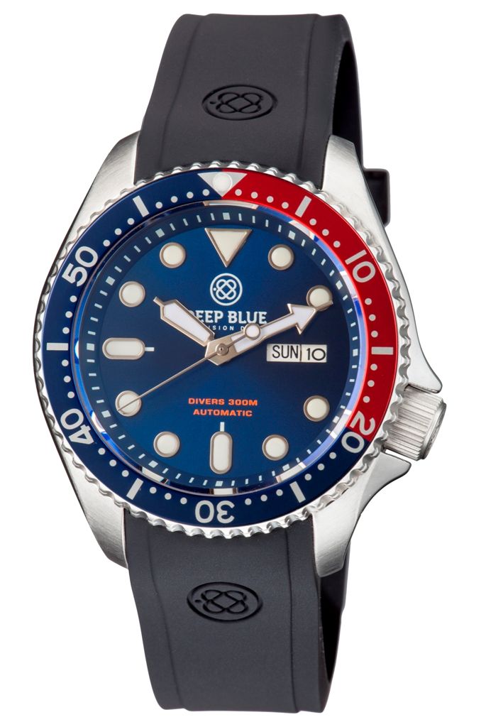 MILITARY DIVER 40MM BLUE/RED BEZEL - BLUE DIAL - AUTOMATIC DIVER - MIL ...