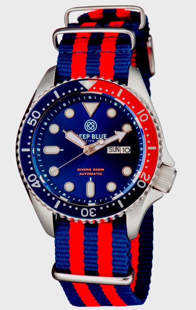 MILITARY DIVER 40MM BLUE/RED BEZEL - BLUE DIAL - AUTOMATIC DIVER - MIL ...