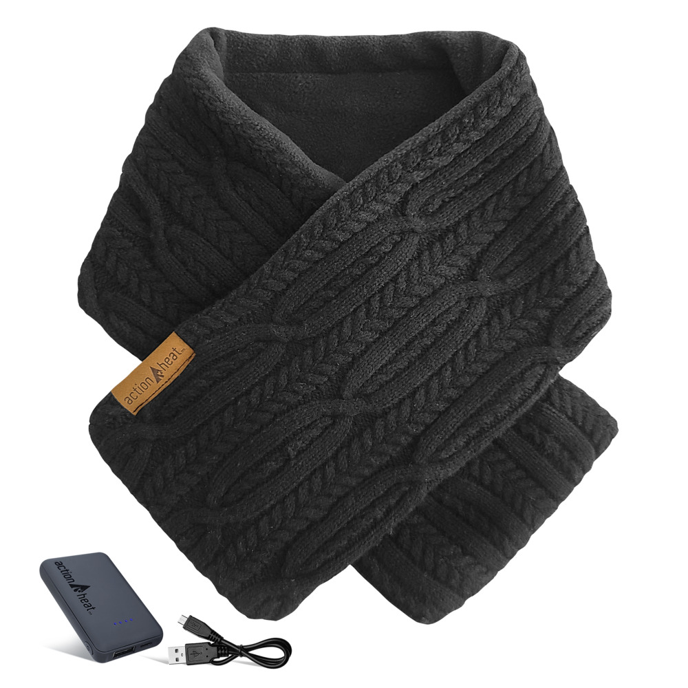 ActionHeat 5V Battery Heated Cable Knit Wrap Scarf - The Warming Store