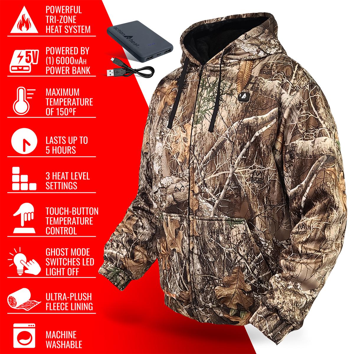 ActionHeat 5V Battery Heated Hunting Hoodie Jacket - Camouflage - The ...