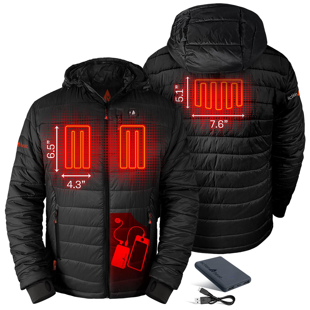 ActionHeat 5V Men's Insulated Puffer Battery Heated Jacket W/ Hood ...