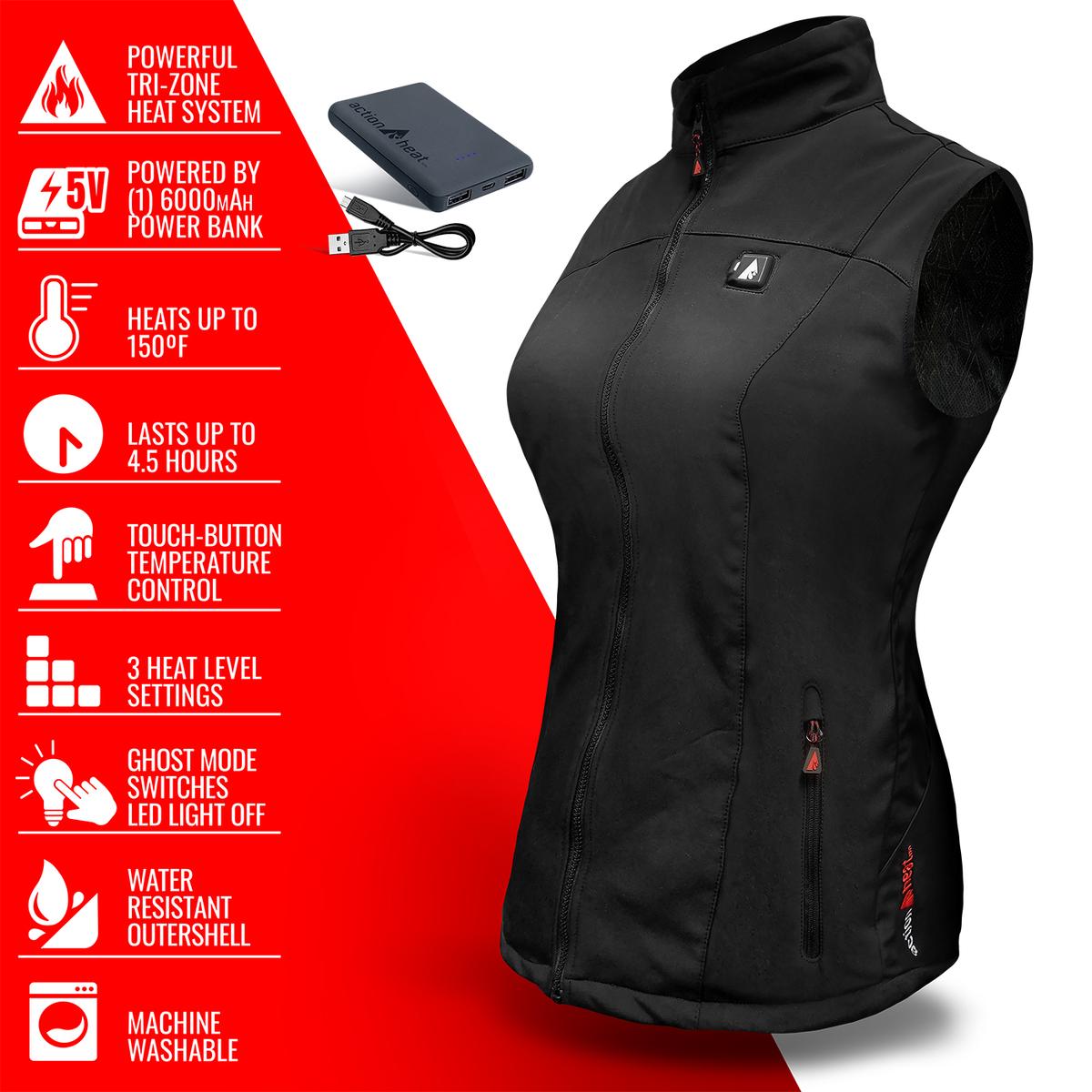 ActionHeat 5V Women's Softshell Battery Heated Vest - The Warming Store