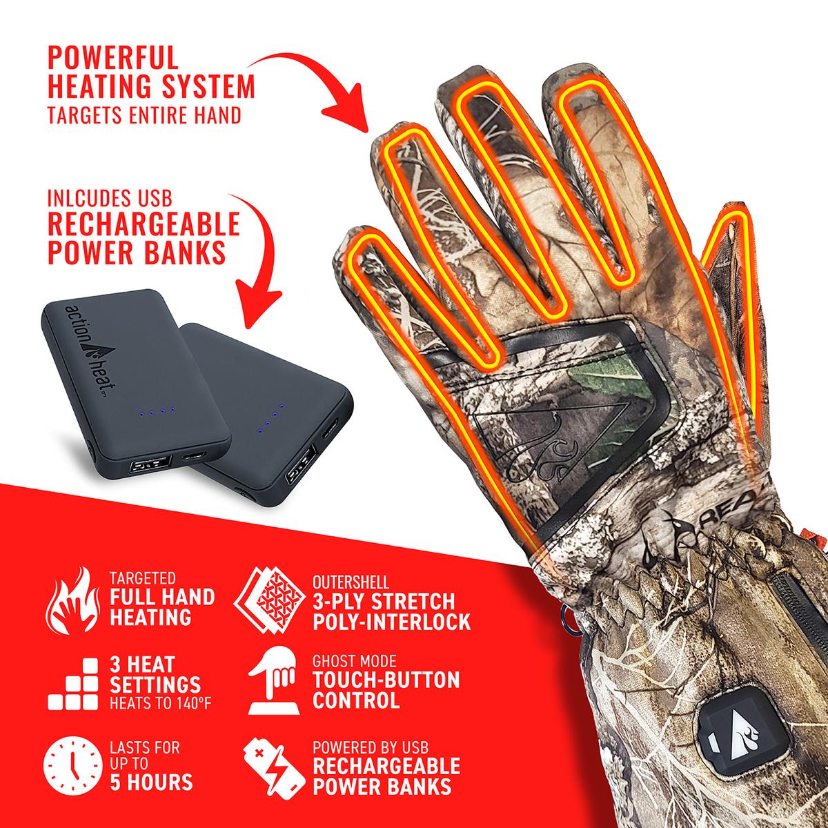 ActionHeat 5V Men's Battery Heated Hunting Featherweight Gloves - The ...