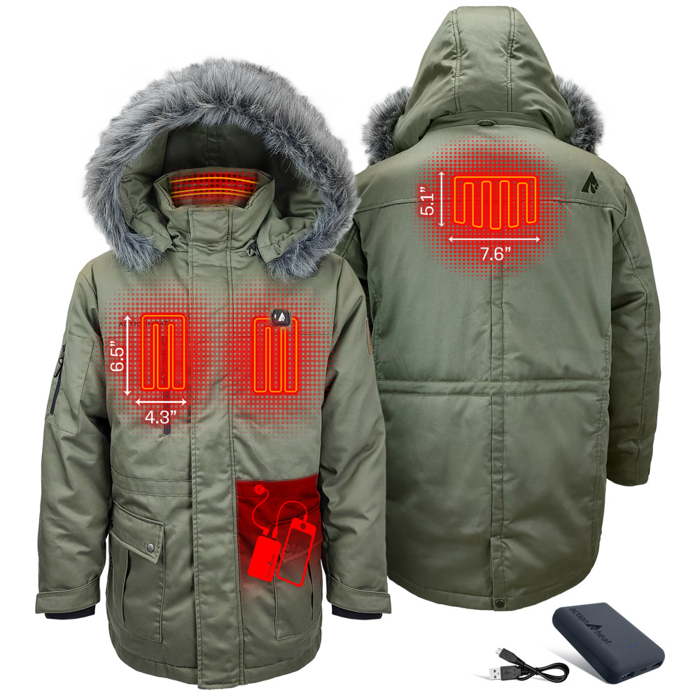 ActionHeat 5V Men's Battery Heated Parka Jacket - The Warming Store