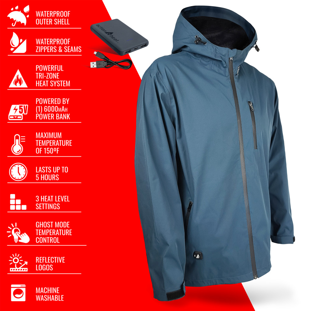 ActionHeat 5V Men's Battery Heated Rain Jacket - The Warming Store