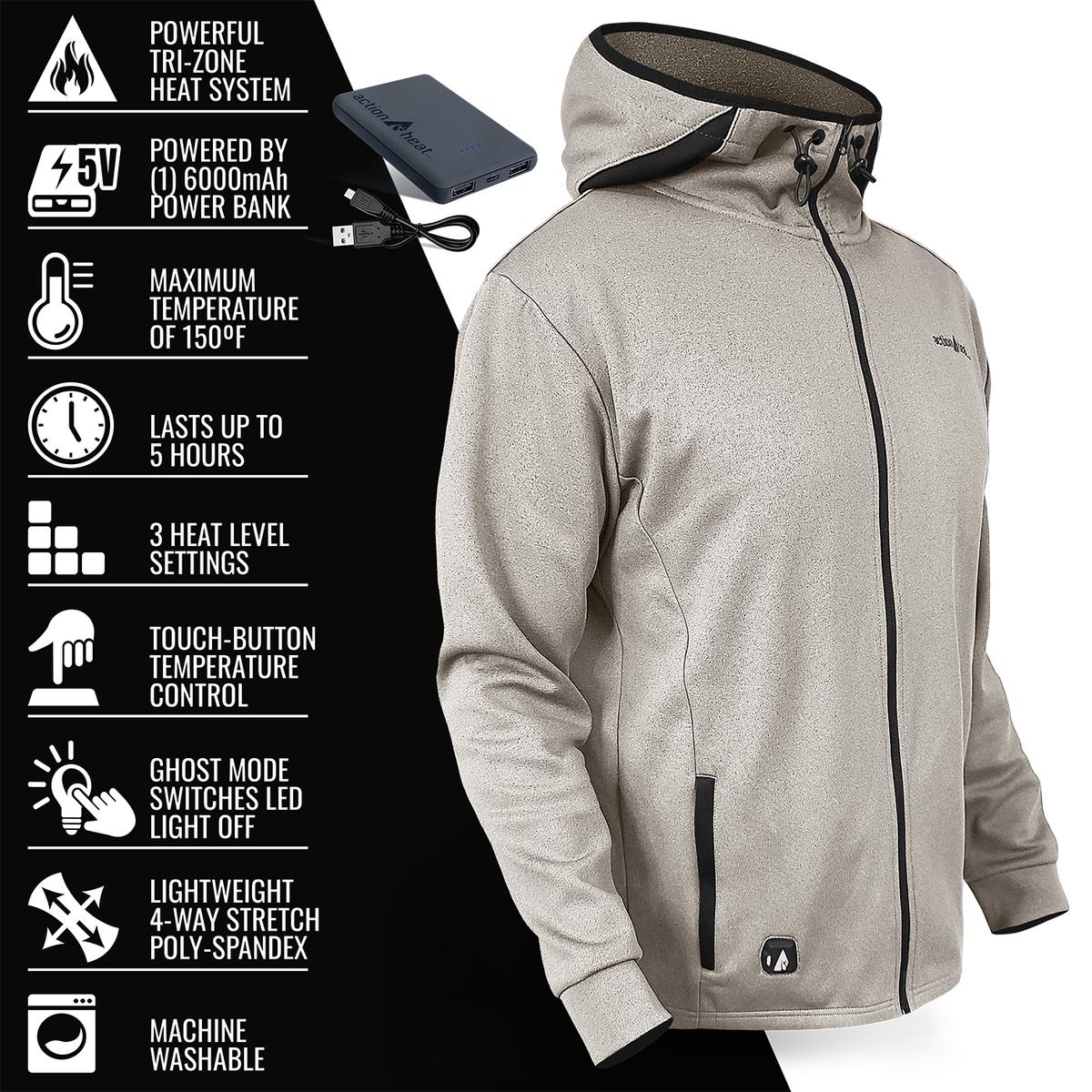 ActionHeat 5V Men's Slim Fit Battery Heated Hoodie - The Warming Store
