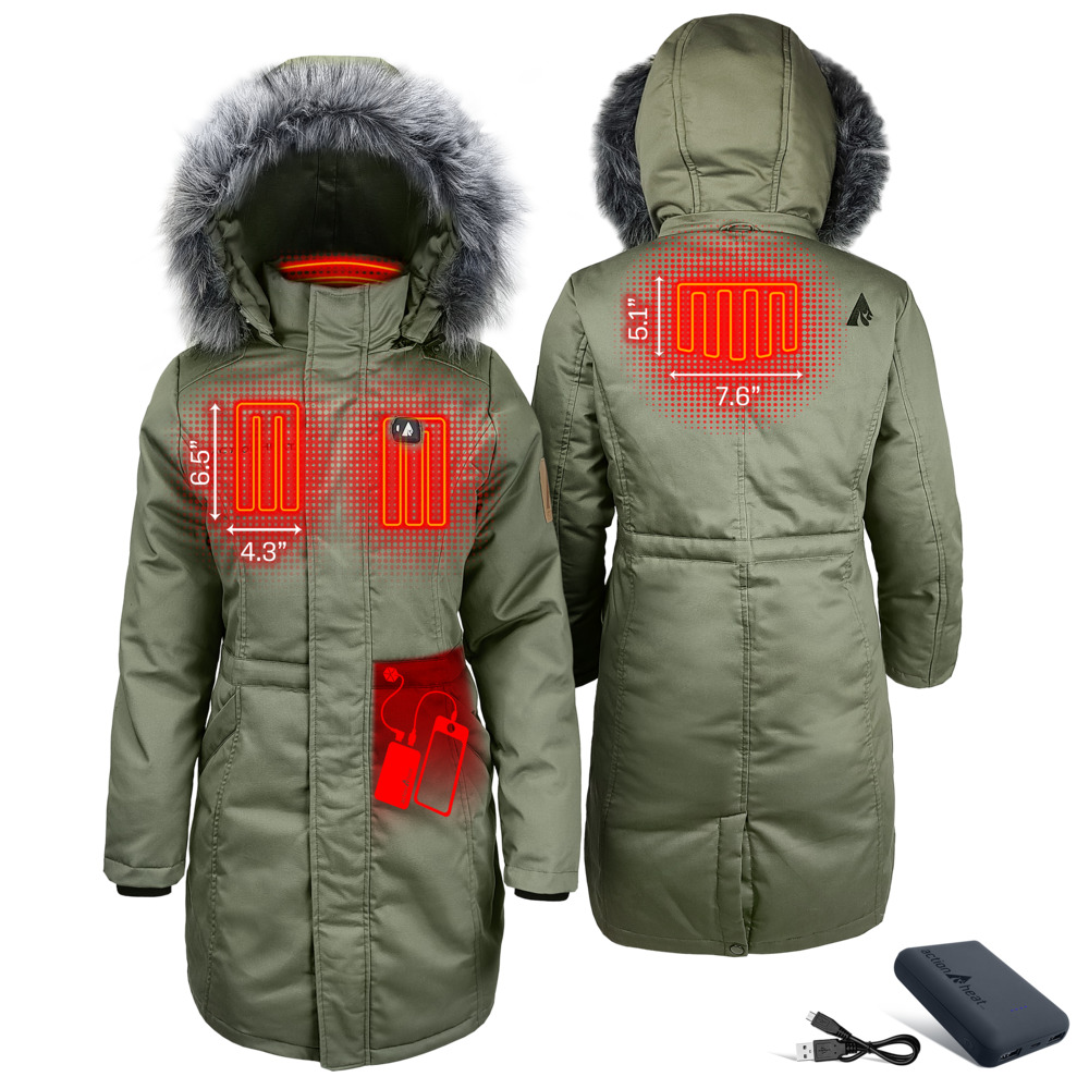 ActionHeat 5V Women's Battery Heated Parka Jacket - The Warming Store
