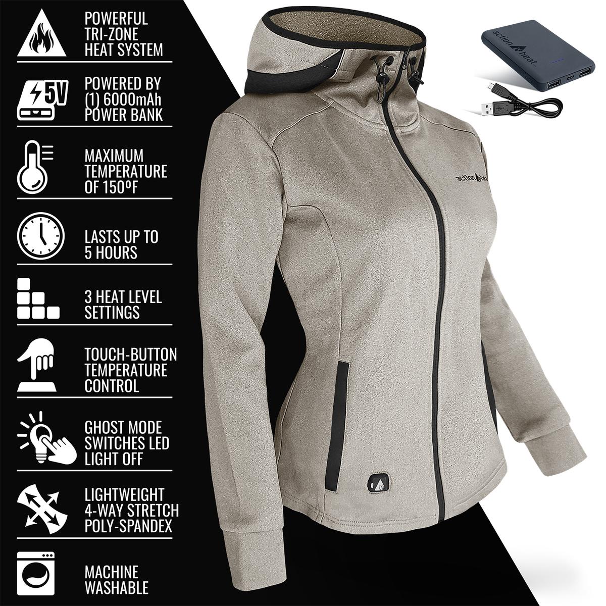 ActionHeat 5V Women's Slim Fit Battery Heated Hoodie - The Warming Store