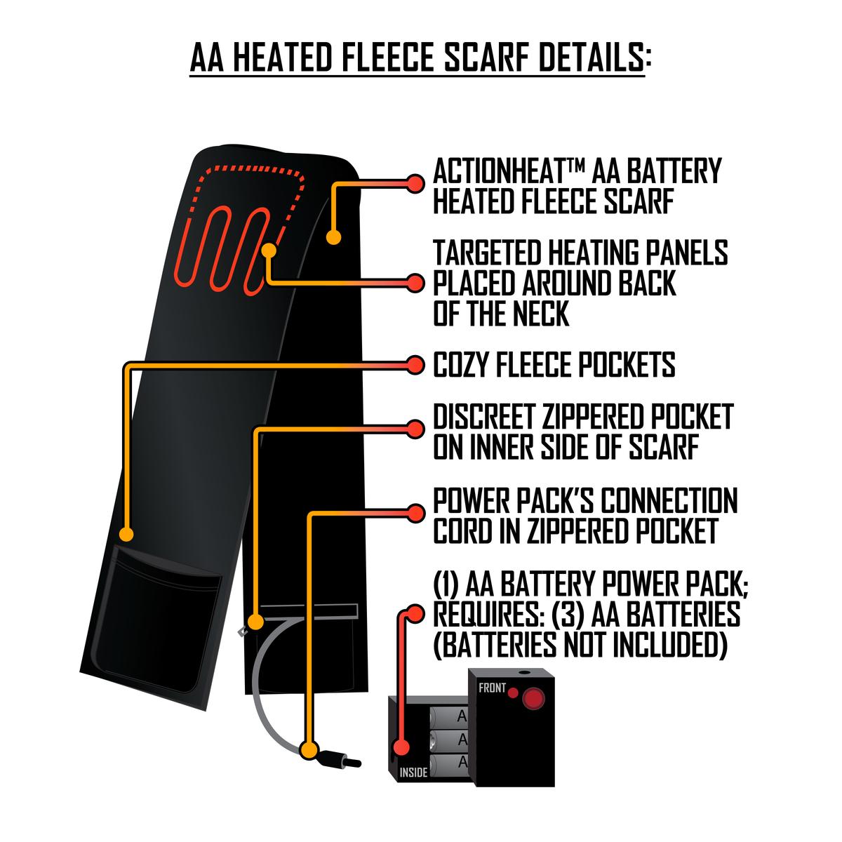 ActionHeat AA Battery Heated Fleece Scarf - The Warming Store