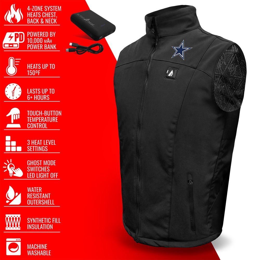 ActionHeat Dallas Cowboys 5V Men's Softshell Battery Heated Vest - The ...