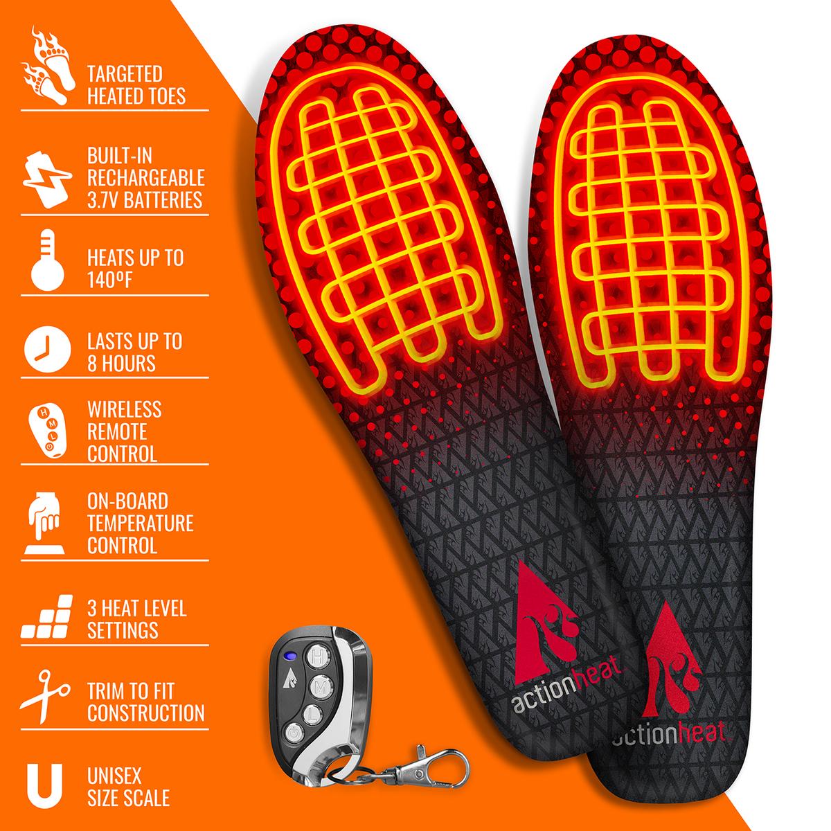 ActionHeat Rechargeable Heated Insoles with Remote - The Warming Store