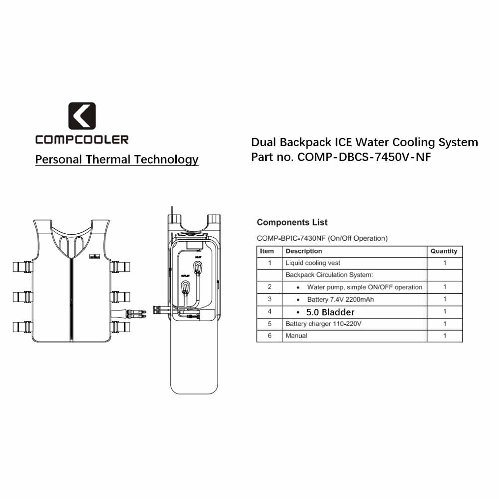 CompCooler Dual Backpack ICE Water Cooling System with 5.0L Bladder ...