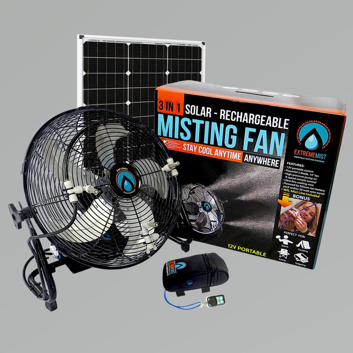 ExtremeMIST 3-n-1 Portable Misting Fan with Solar Panel, Mist Pump and ...