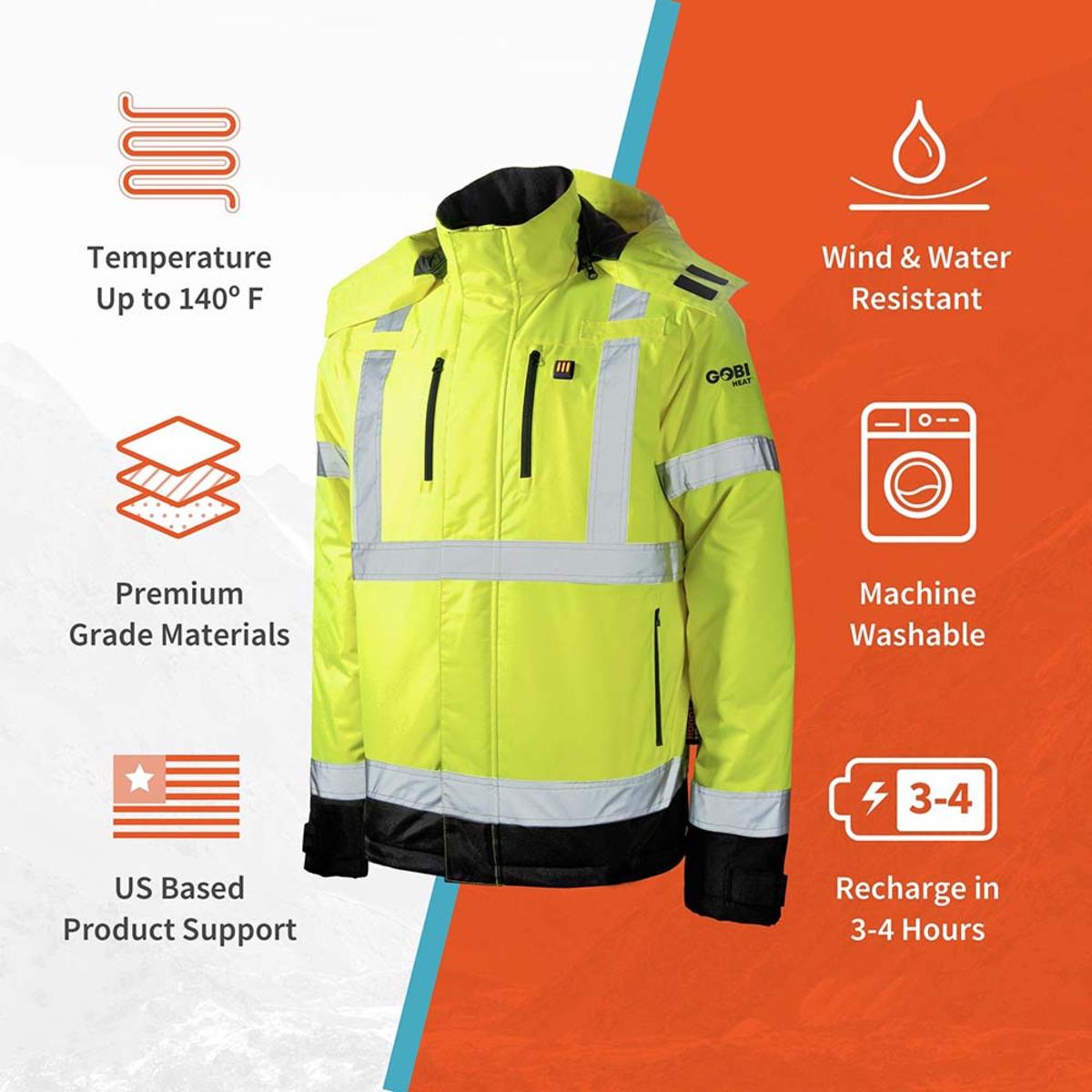 Gobi Heat Flash Heated Hi Vis Reflective Jacket - The Warming Store