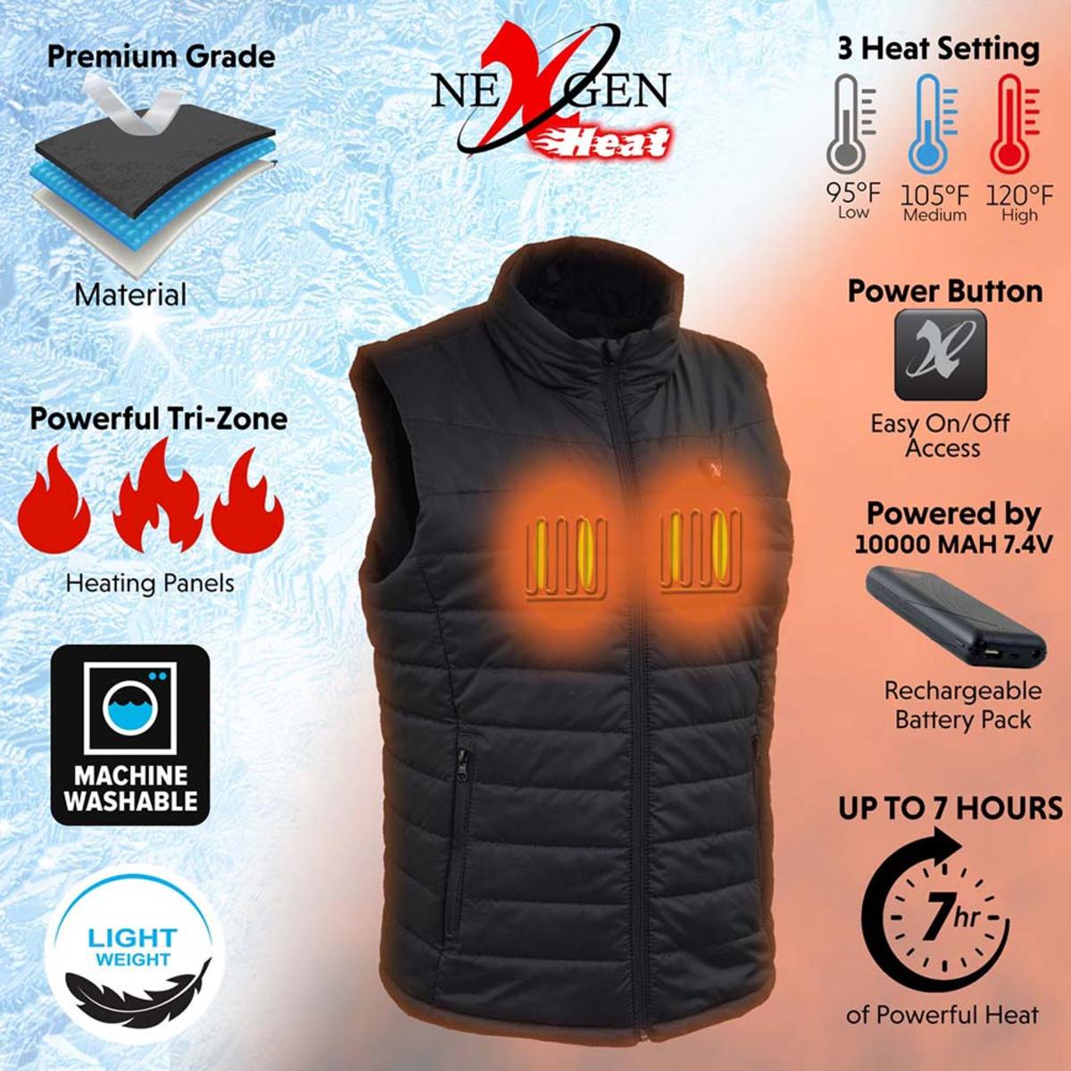 NexGen Heat Men's 'Puffed' Textile Heated Vest - The Warming Store