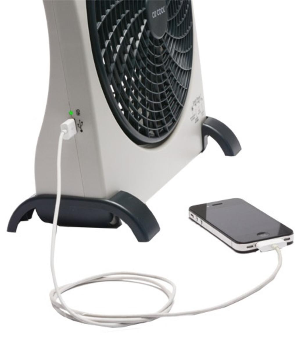 O2 Cool Treva 10" SmartPower Fan with USB Power Port & AC Adapter - The ...