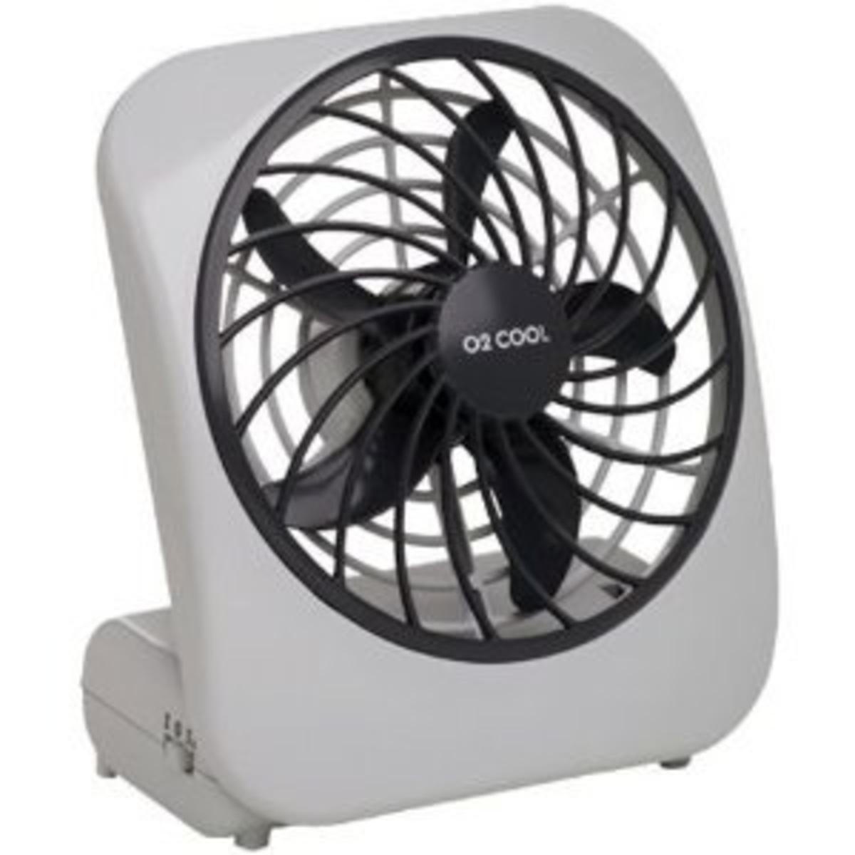O2 Cool Treva 5" Battery Operated Portable Fan - Grey - The Warming Store