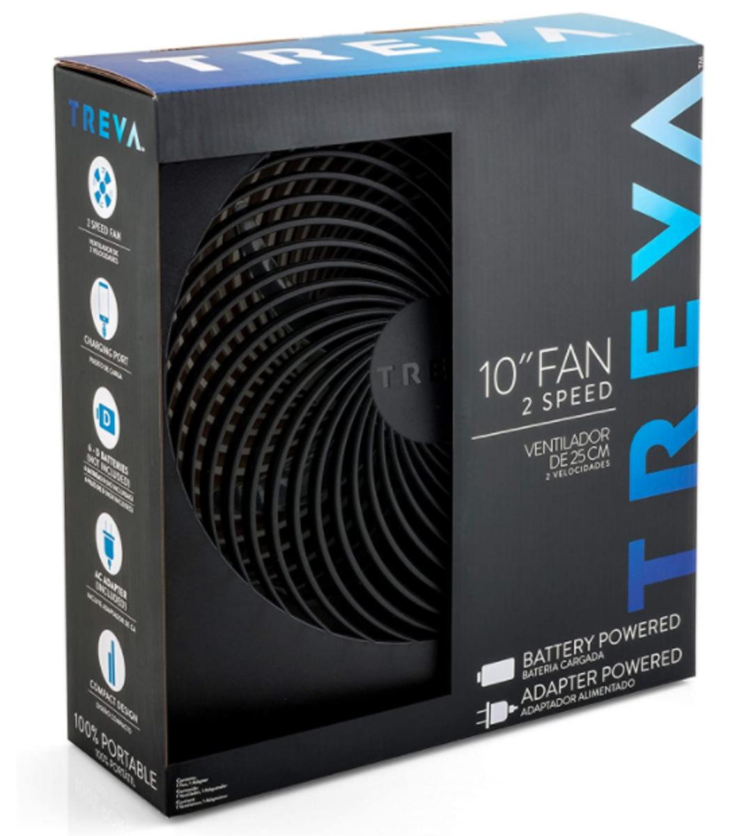 O2Cool Treva 10" Battery Operated Portable Fin Fan with AC Adapter ...