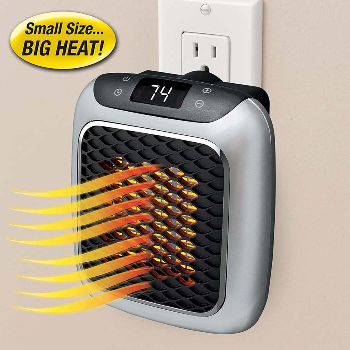 Ontel Handy Heater Heat Boss Turbo 800 Watt Space-Saving Wall Outlet ...
