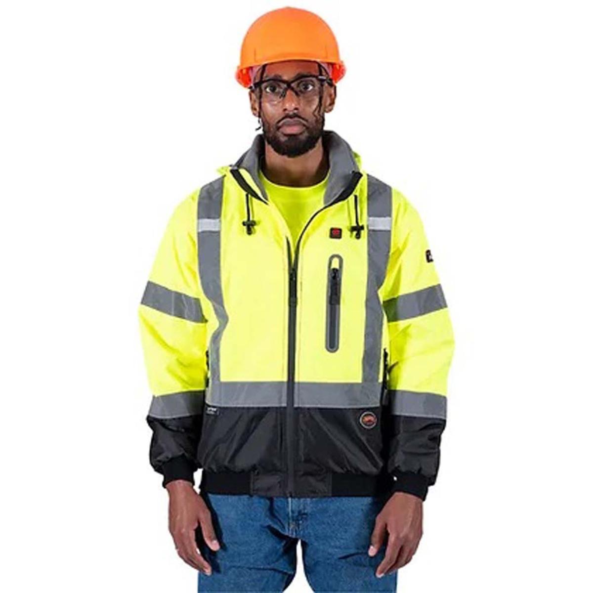 Pioneer Hi-Vis Waterproof Heated Safety Nano Bomber Jacket (Jacket Only ...