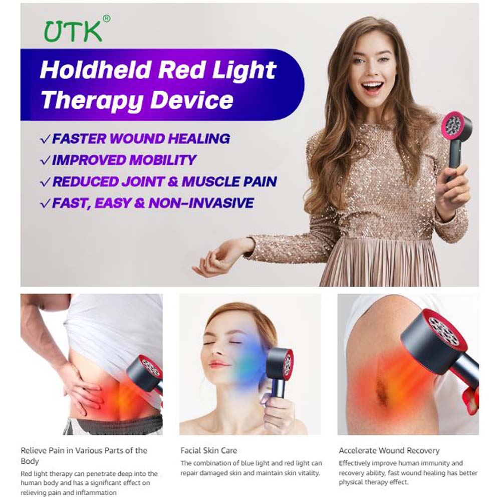 UTK High Power 24 LED Red Light Therapy Device with 470/660/850/940nm ...